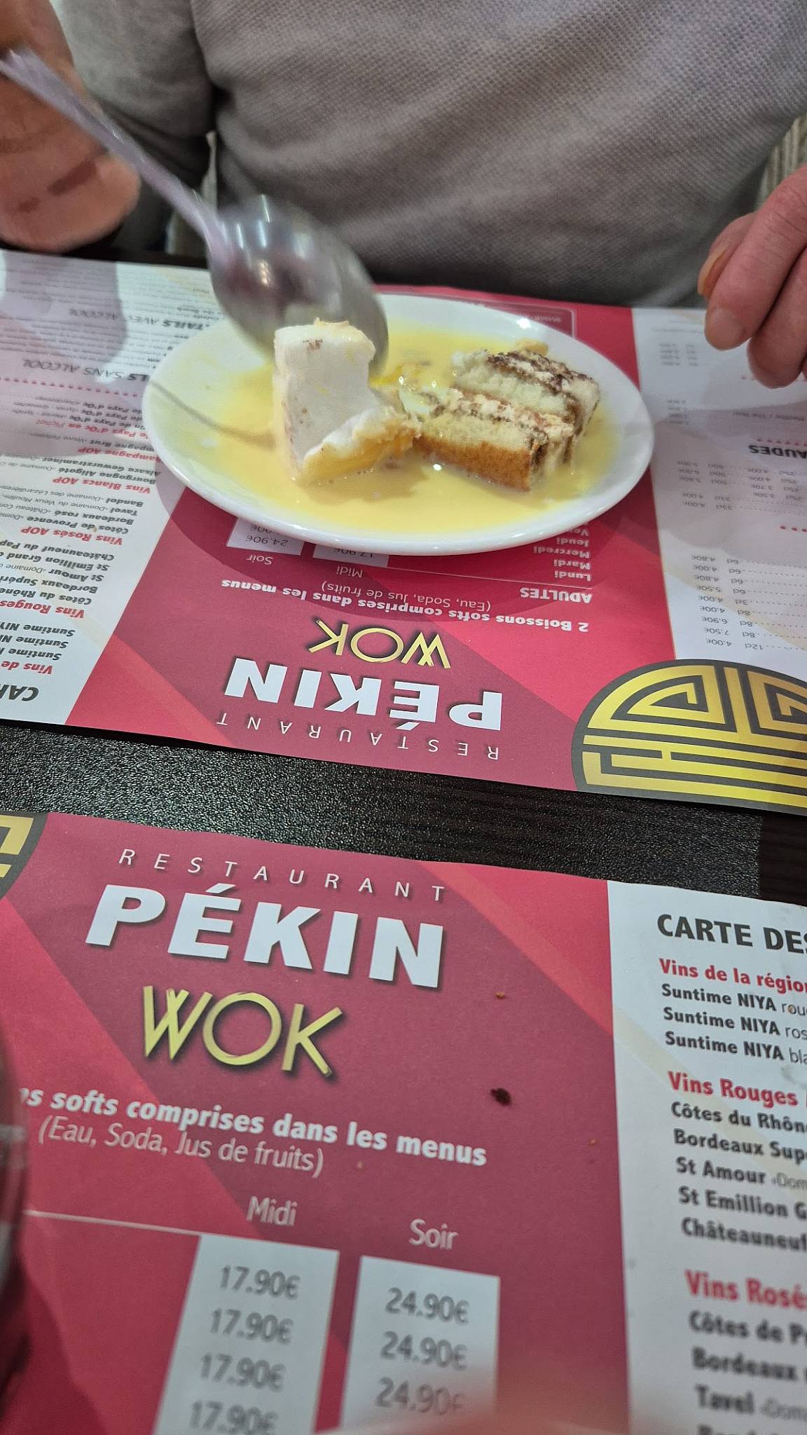 Menu au Pékin wok restaurant, Anthy-sur-Léman
