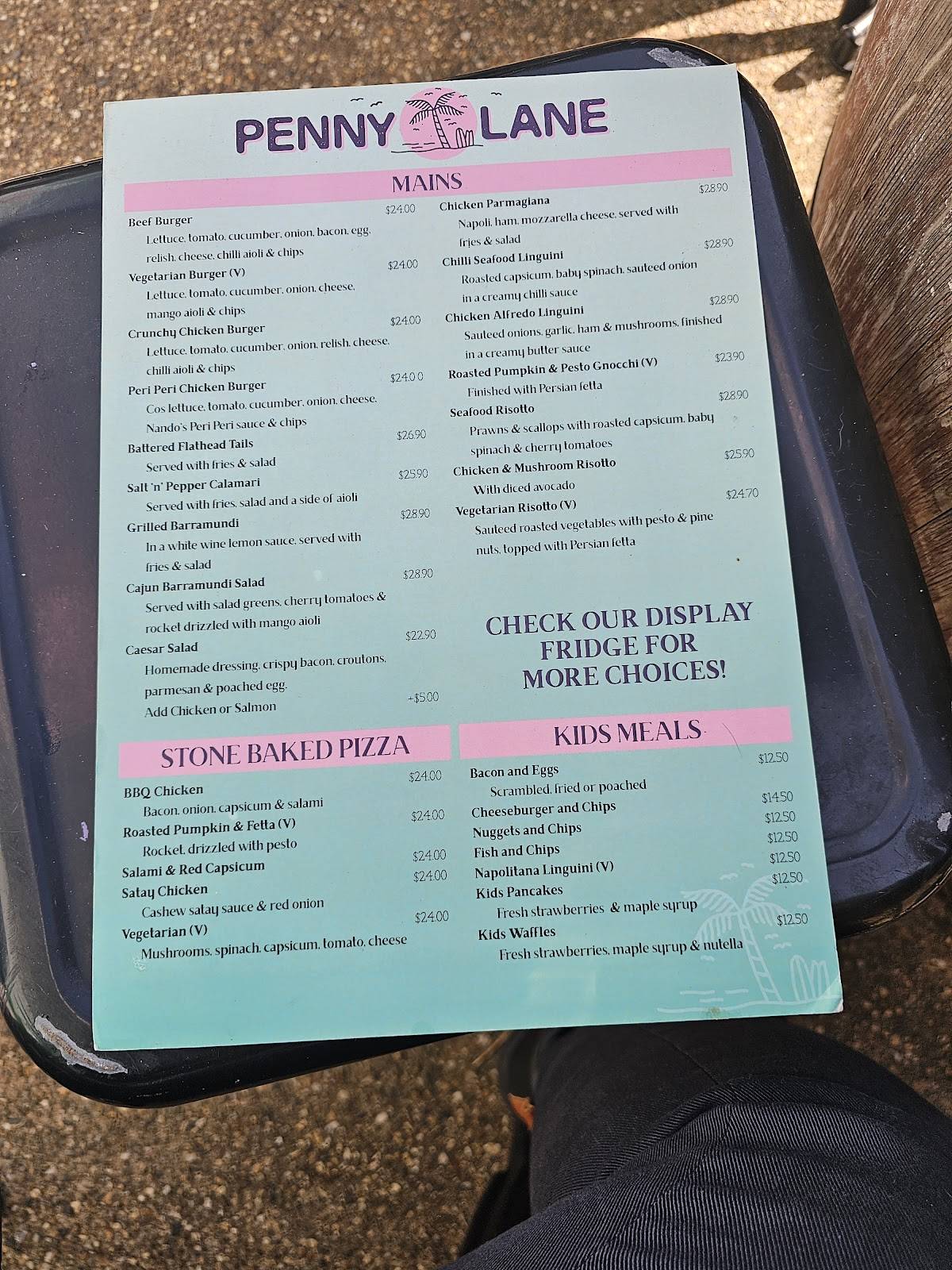 Menu at Penny Lane Island Cafe, Cowes