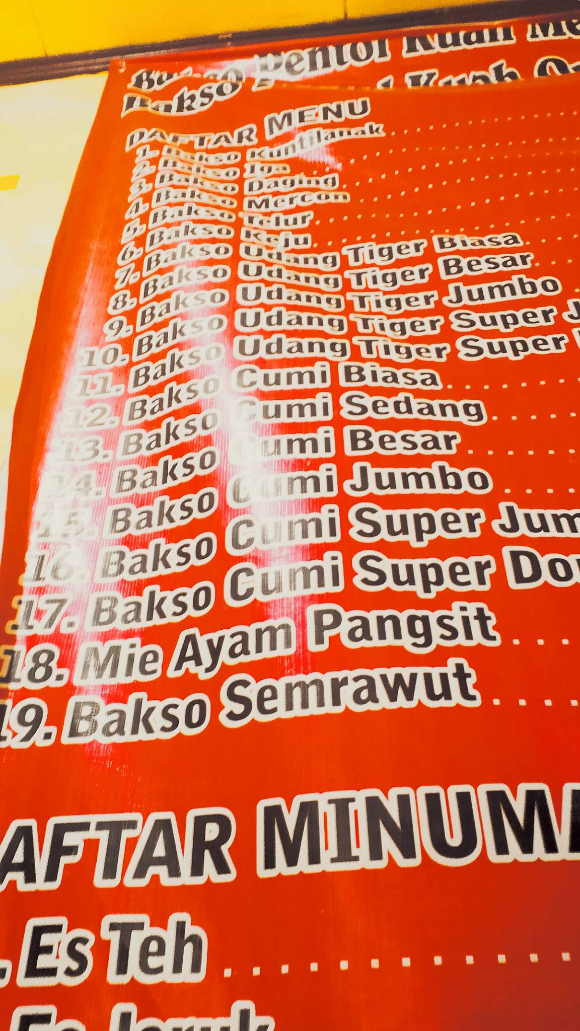 Carta del restaurante Bakso Kuah Mercon Mr.John, Balikpapan