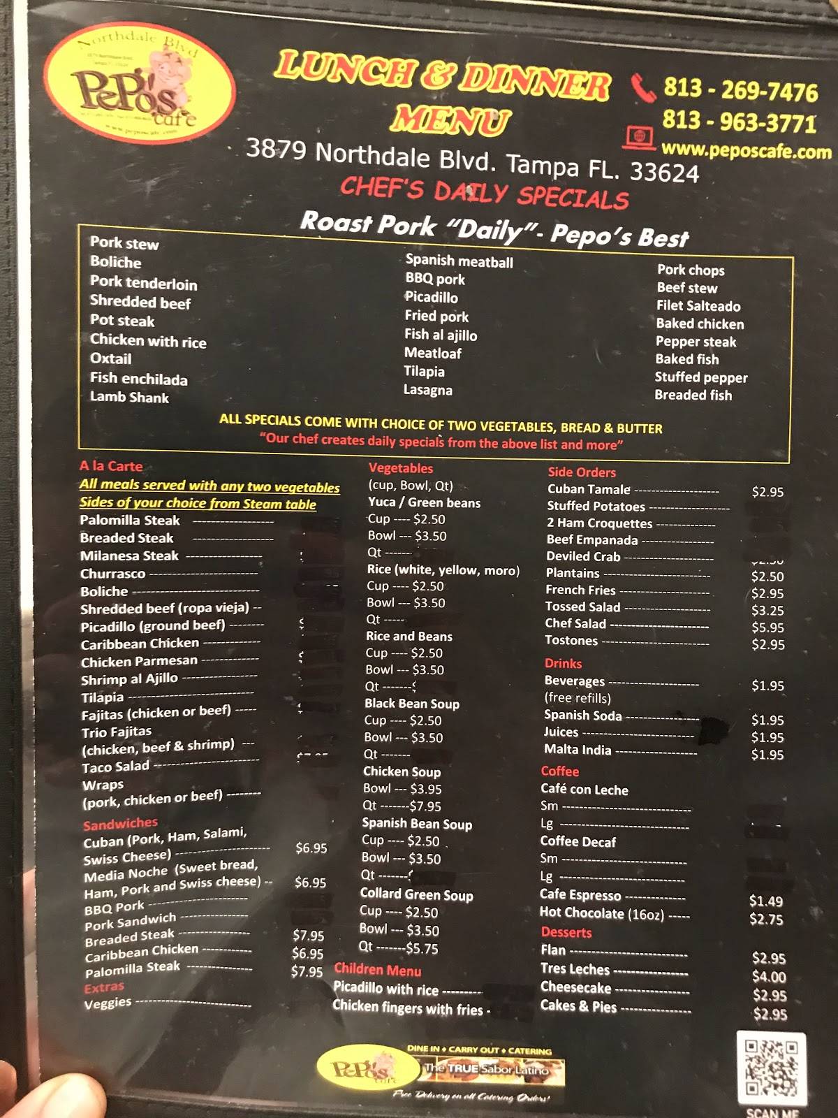 Menu at Pepo's Cafe - Northdale Blvd, Tampa