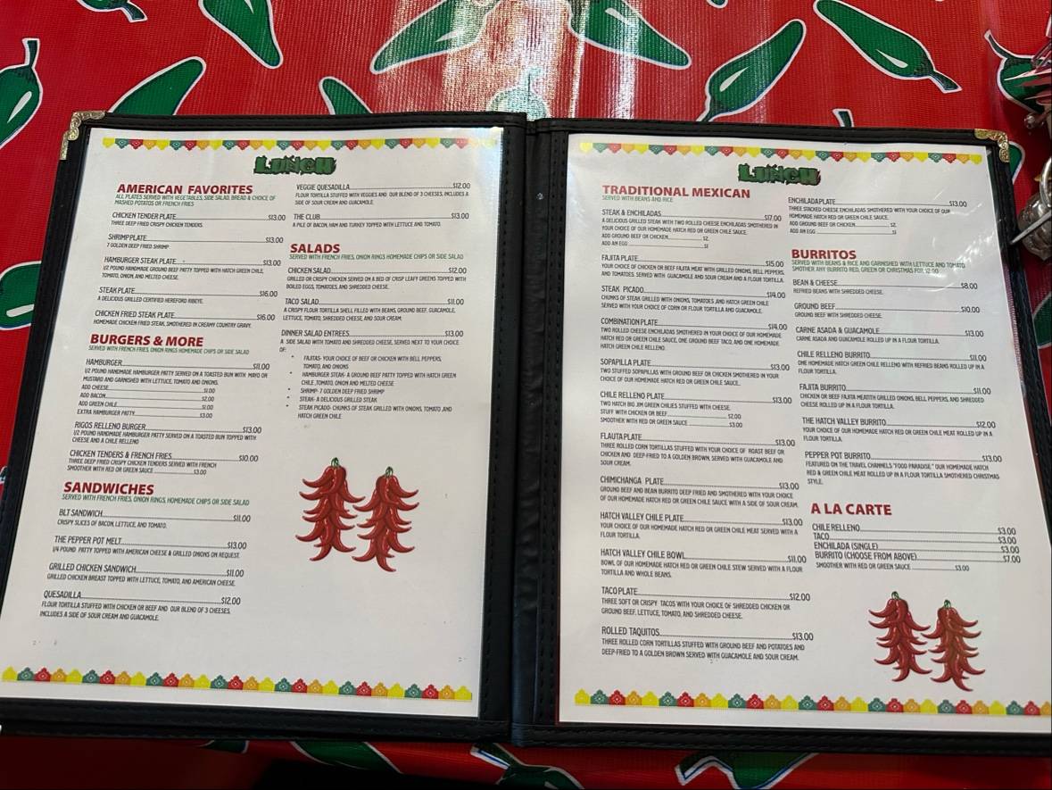 Menu at Pepper Pot restaurant, Hatch