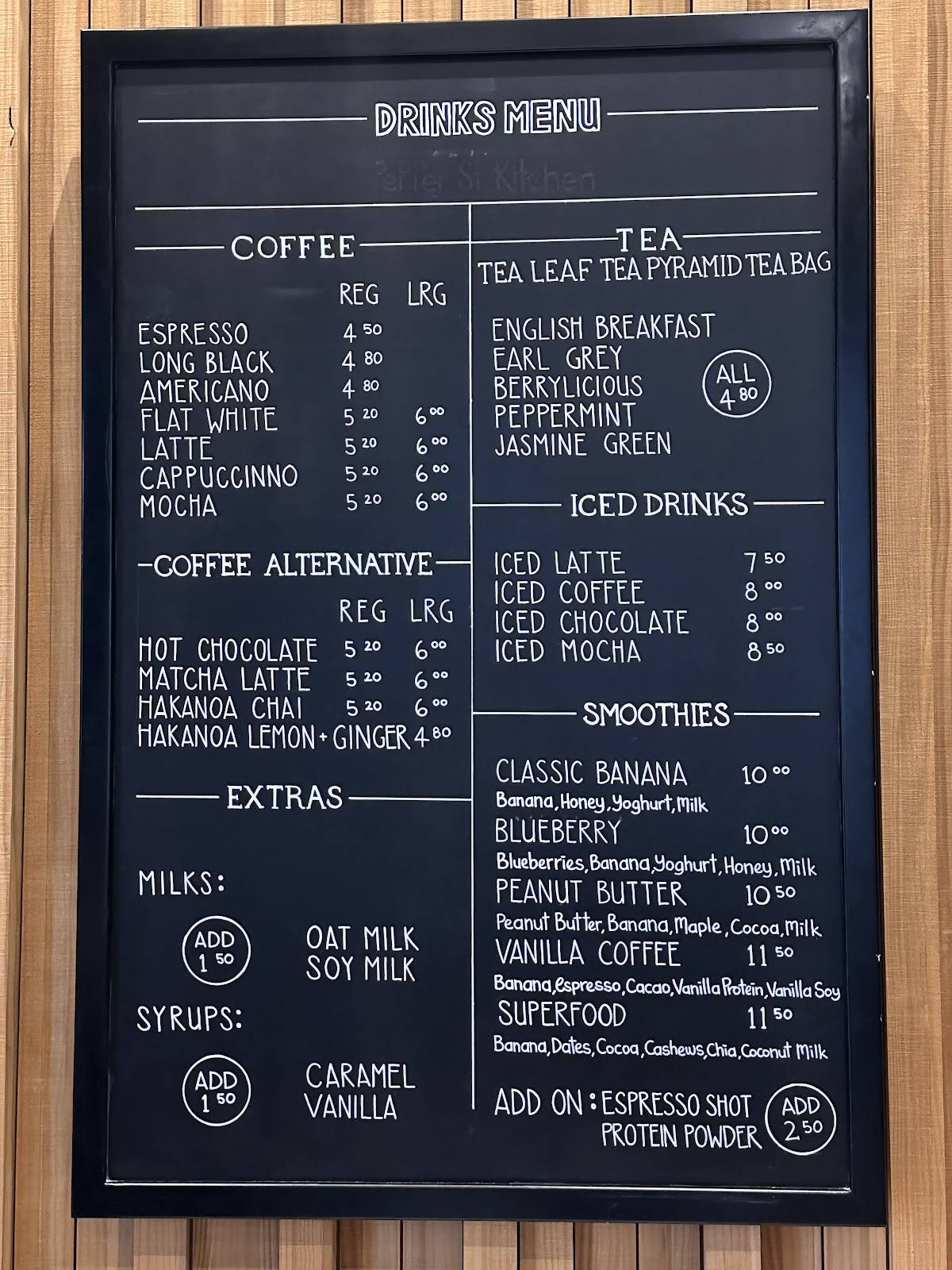Menu at Pepper Street Kitchen cafe, Matamata