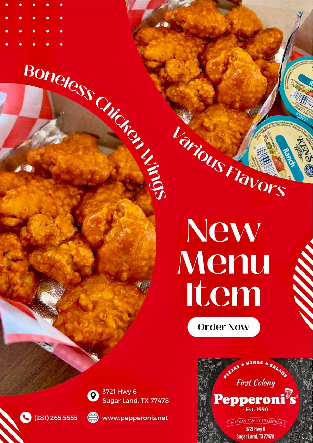 Menu at Pepperoni's First Colony pizzeria, Sugar Land, Hwy 6