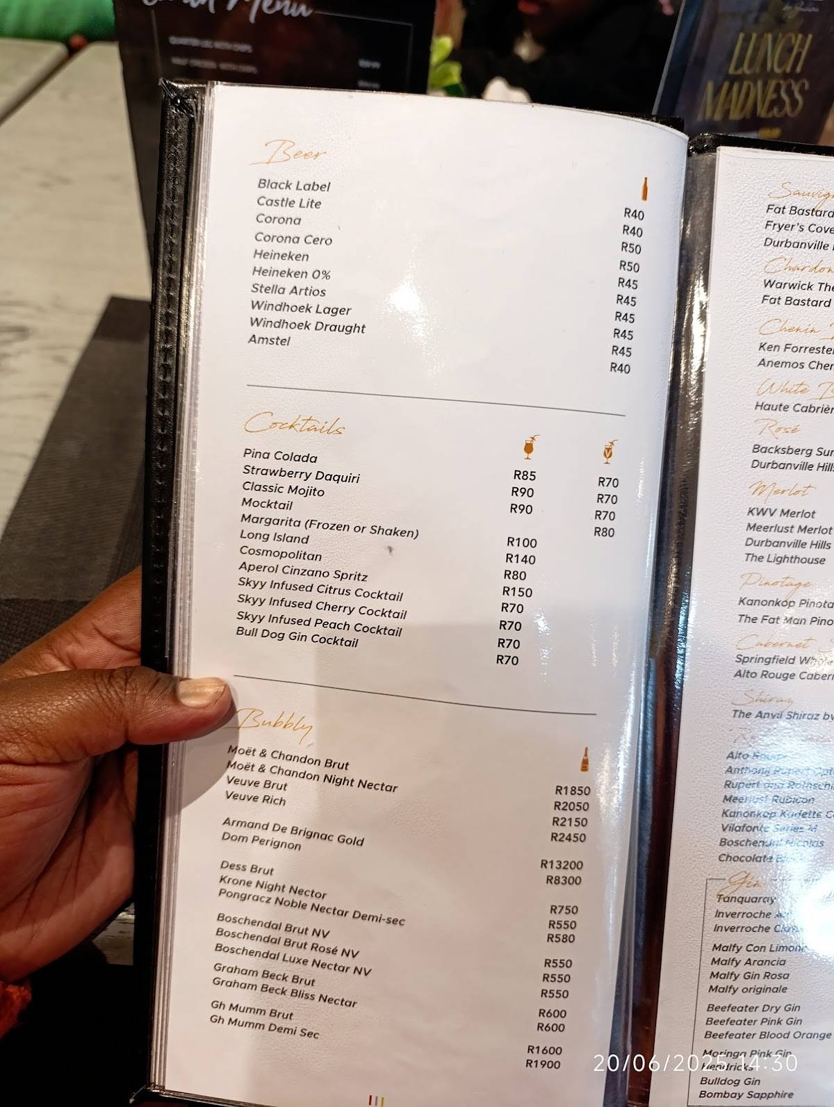 Menu at Perere Polokwane restaurant, Polokwane