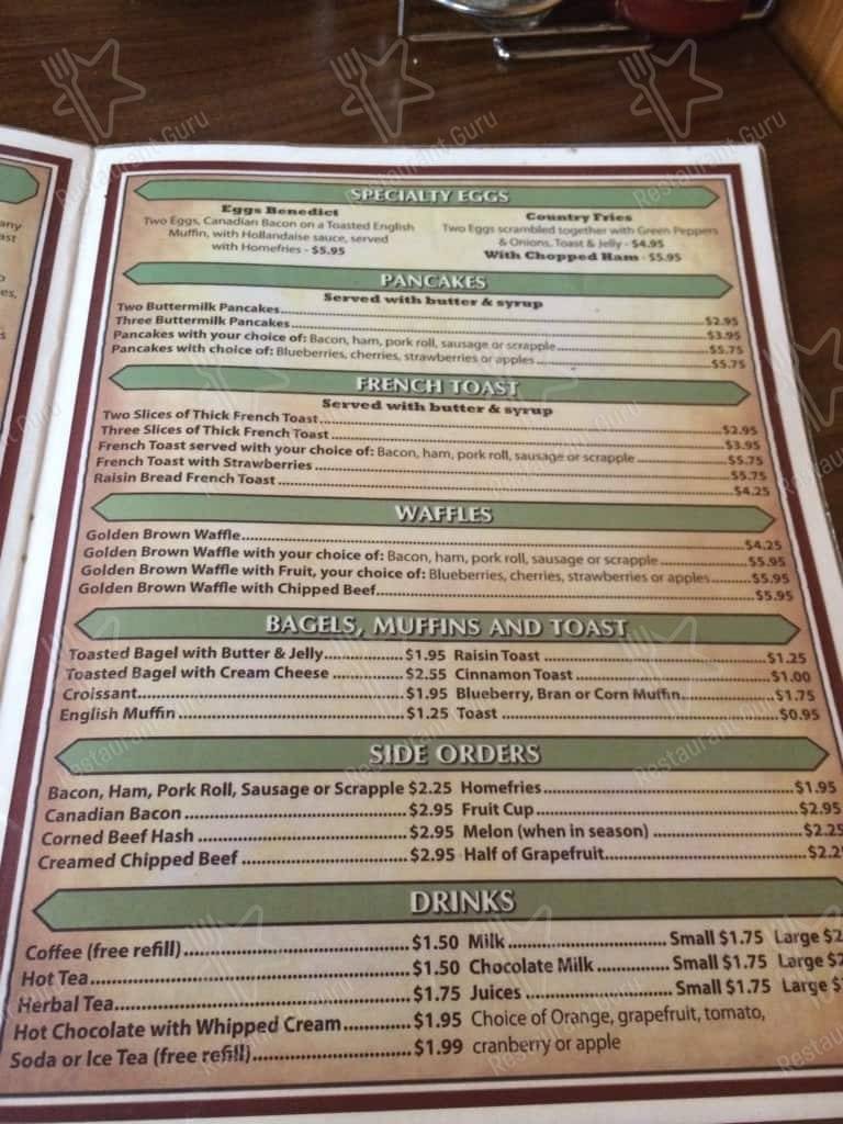 Menu at Perry Restaurant, Shoemakersville