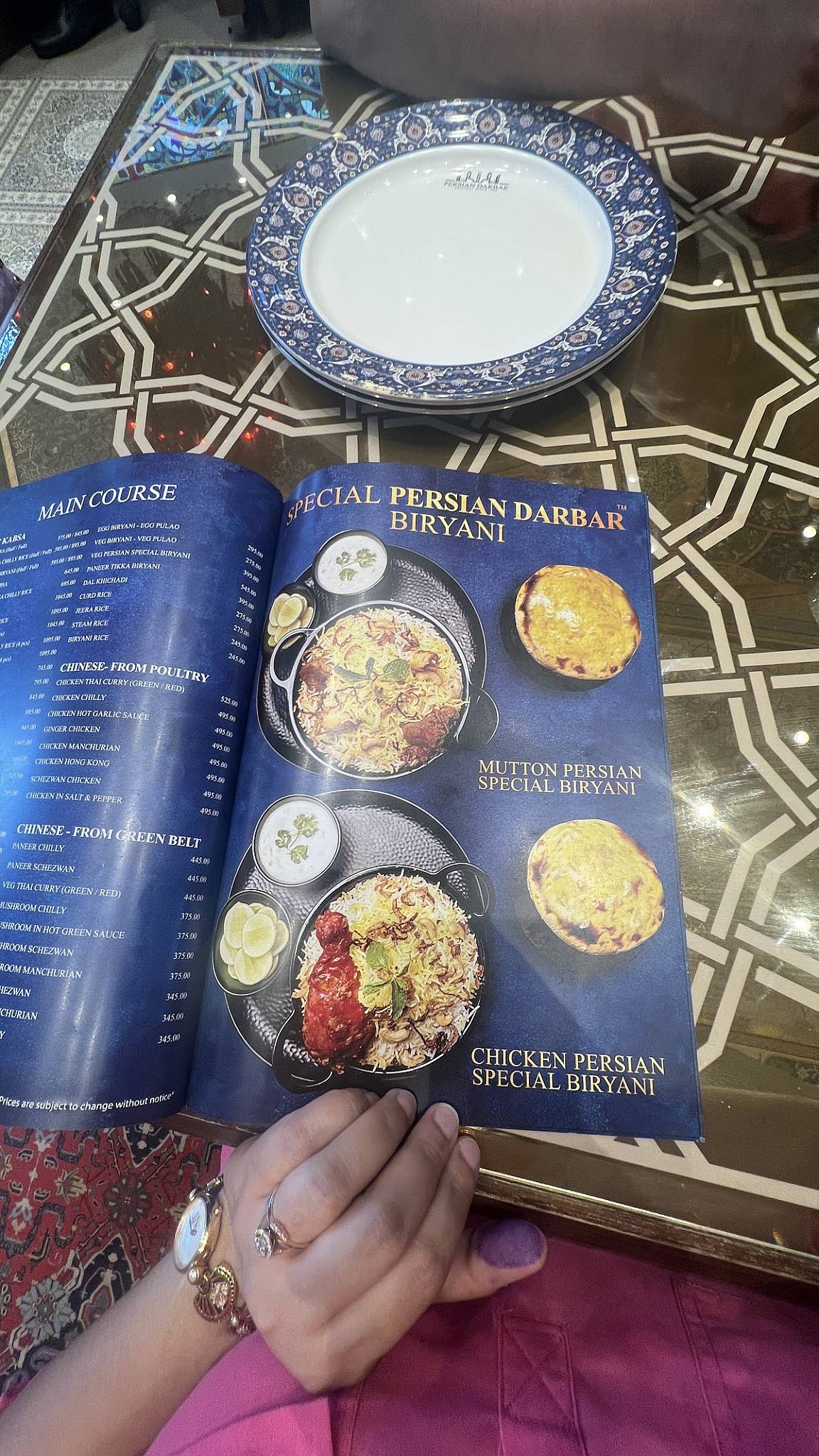 Menu at Persian Darbar Pune, Pune