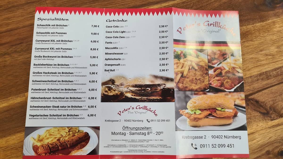 Speisekarte von Peter's Grillküche - Das Original restaurant, Nürnberg