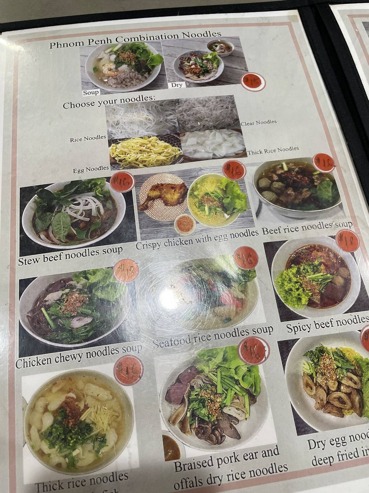 Menu at Phnom Penh Mini Restaurant, Cabramatta