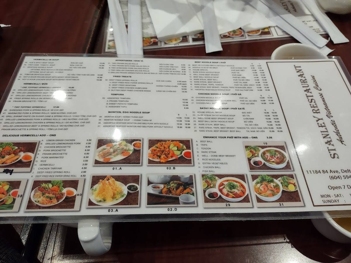 Menu at Pho Stanley Restaurant, Delta
