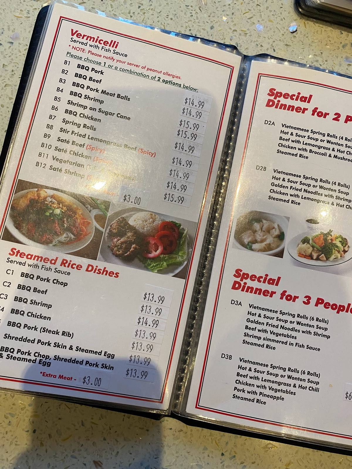 Menu at Pho Viet Taste restaurant, Ottawa