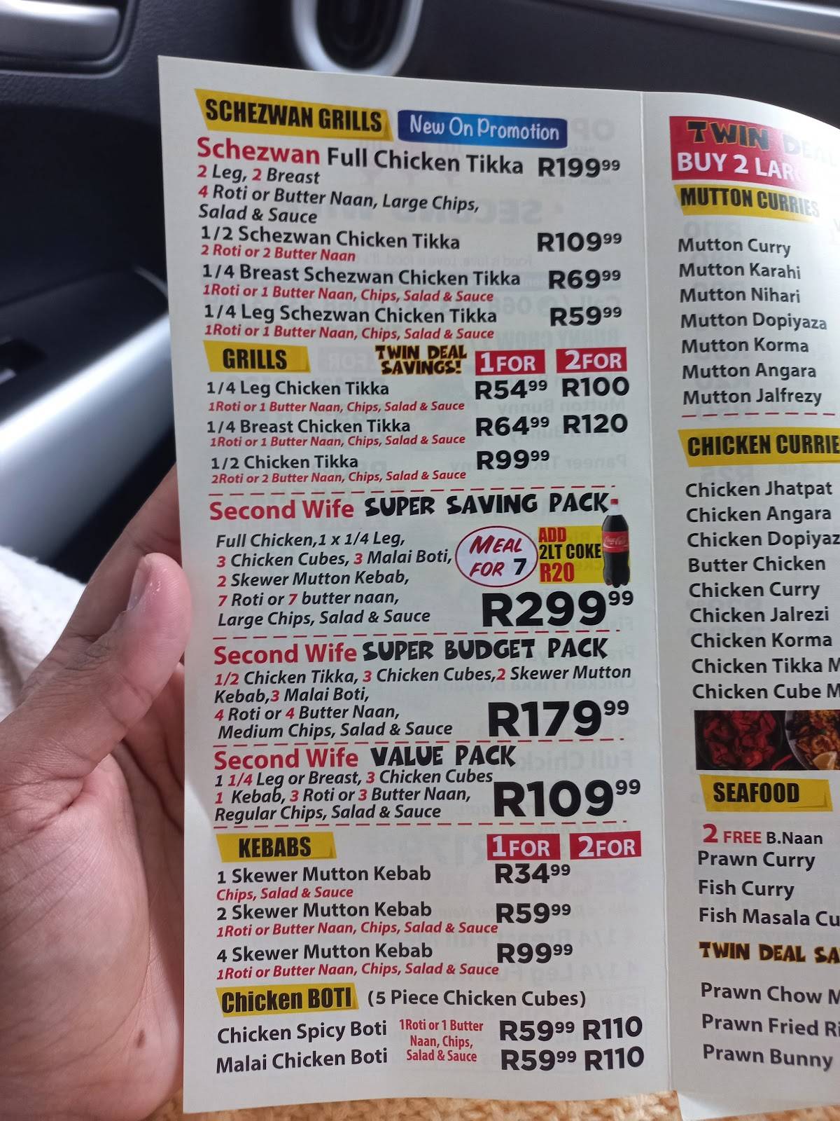 Menu at Second Wife restaurant, Phoenix