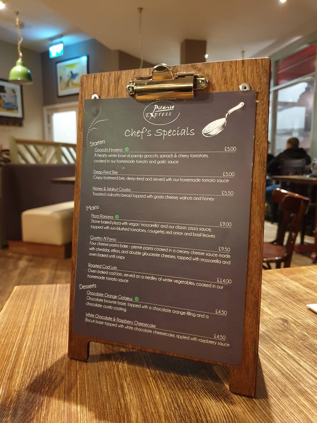 Menu at Picasso Express restaurant, Bexhill
