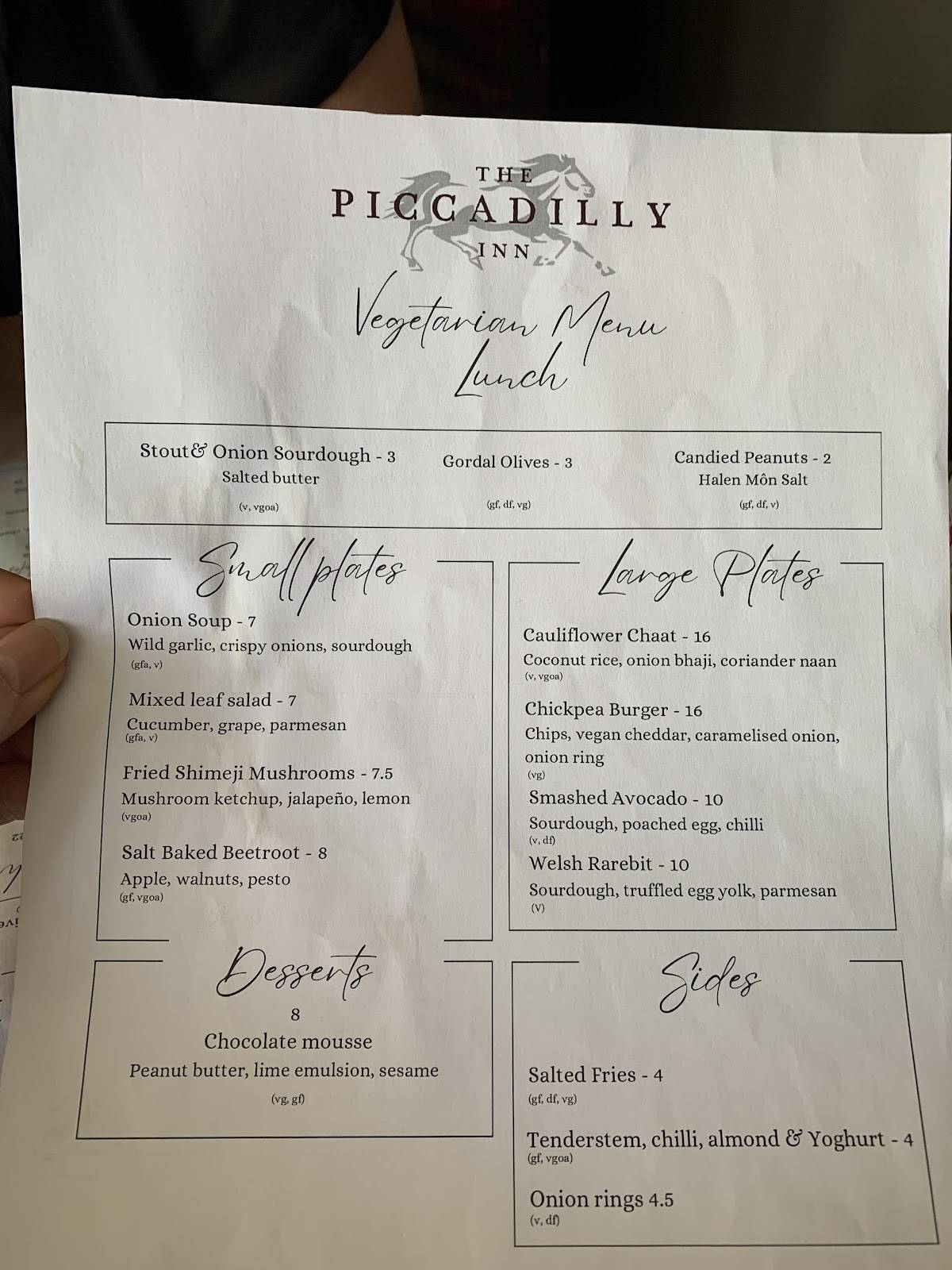Menu at Piccadilly Inn pub & bar, Caerwys