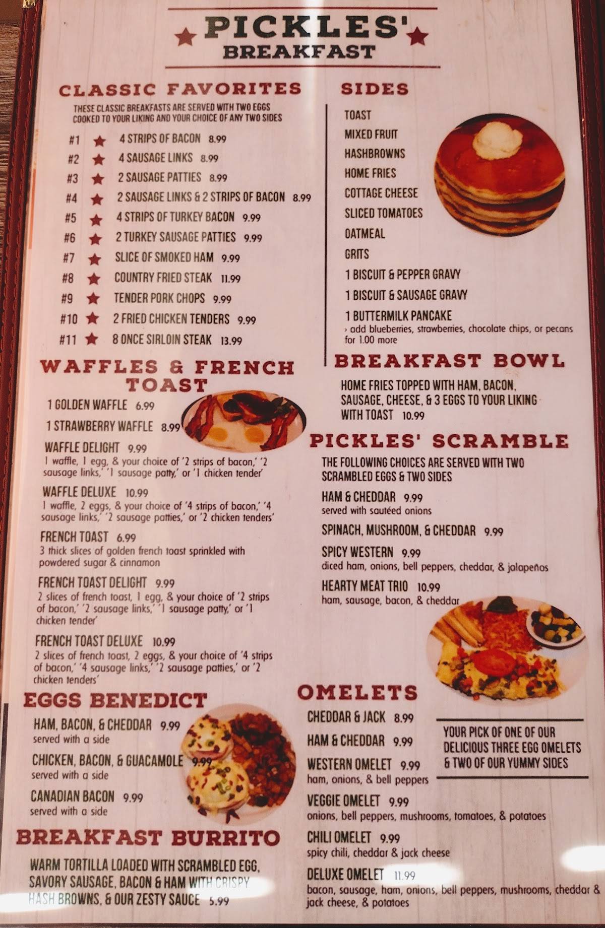 Menu at Pickles: America's Grill restaurant, Moore, N Moore Ave