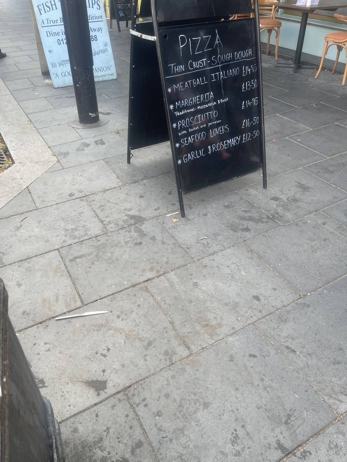 Menu at Pier One restaurant, Frinton-on-Sea