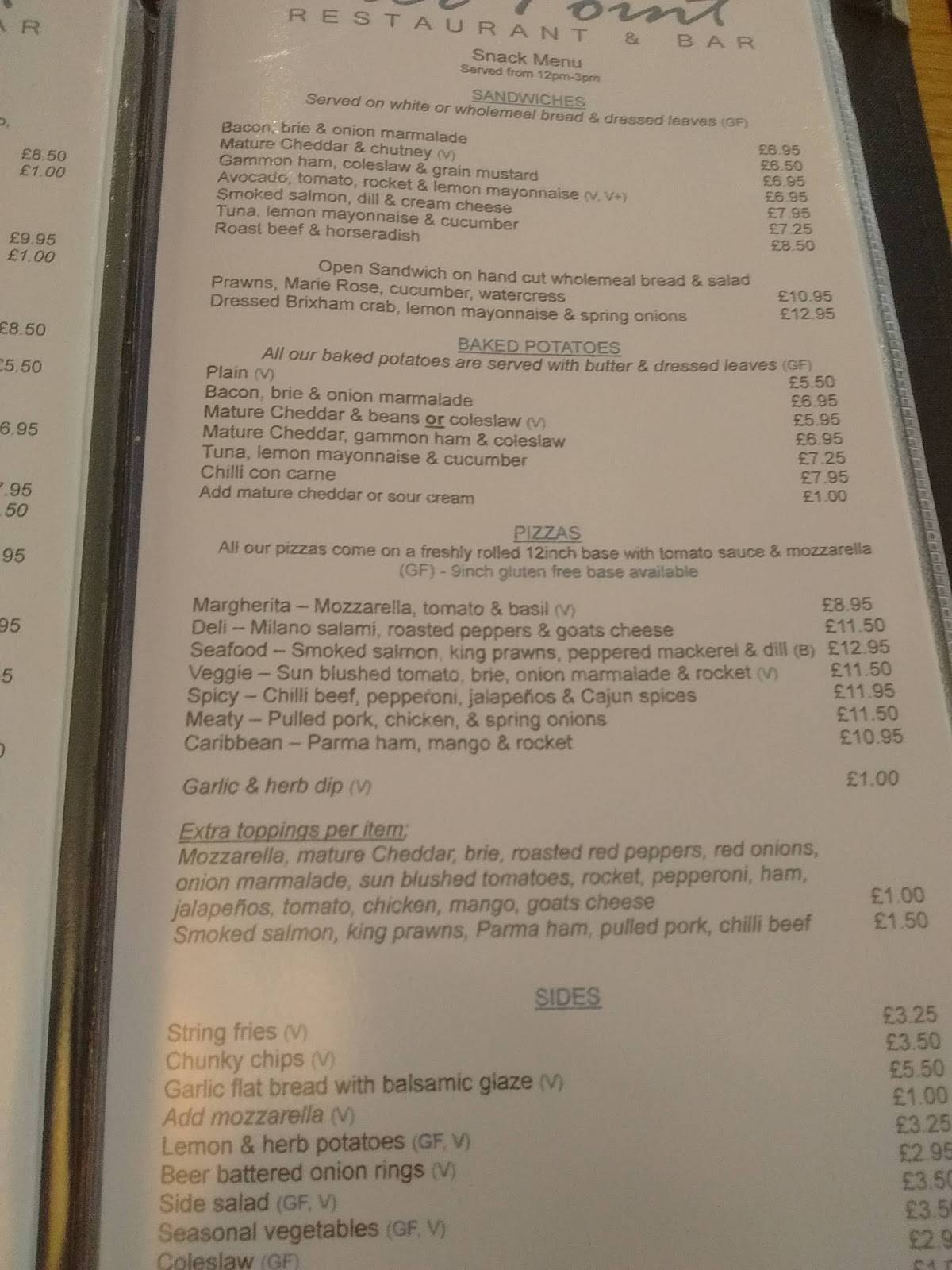 Menu at Pier Point Restaurant and Bar, Torquay