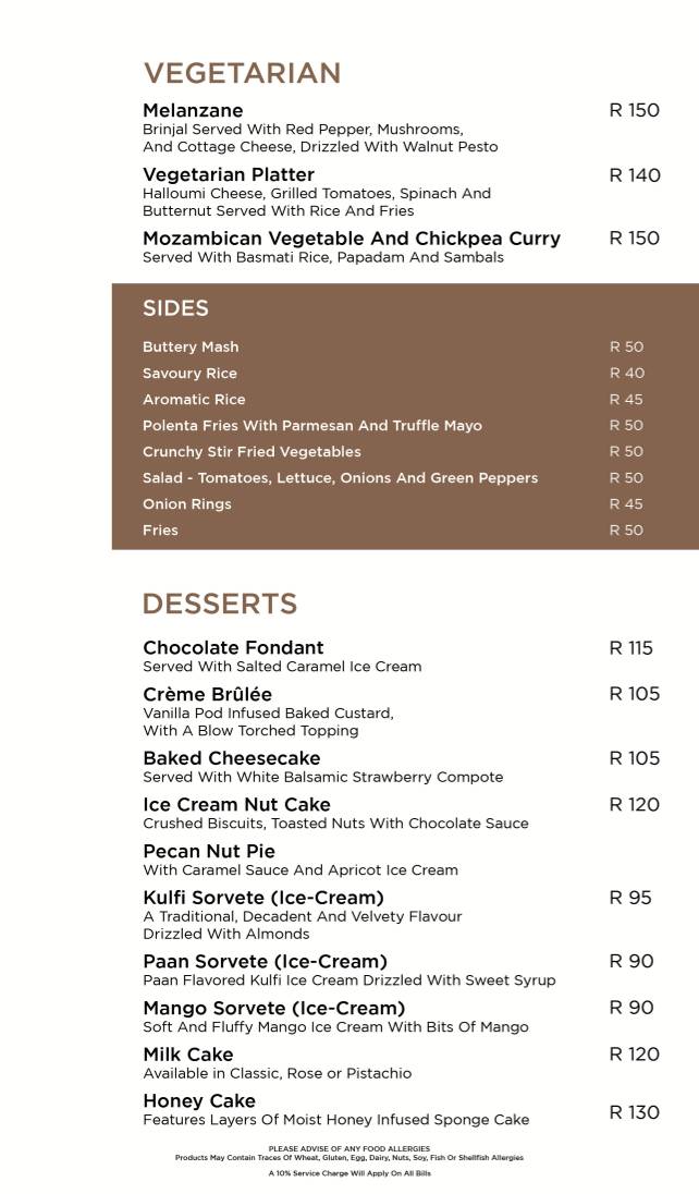 Menu at Pigalle Restaurant-Sandton, Sandton, UO9