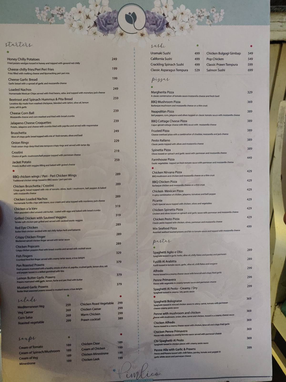 Menu at Pimlico, Pune, End of