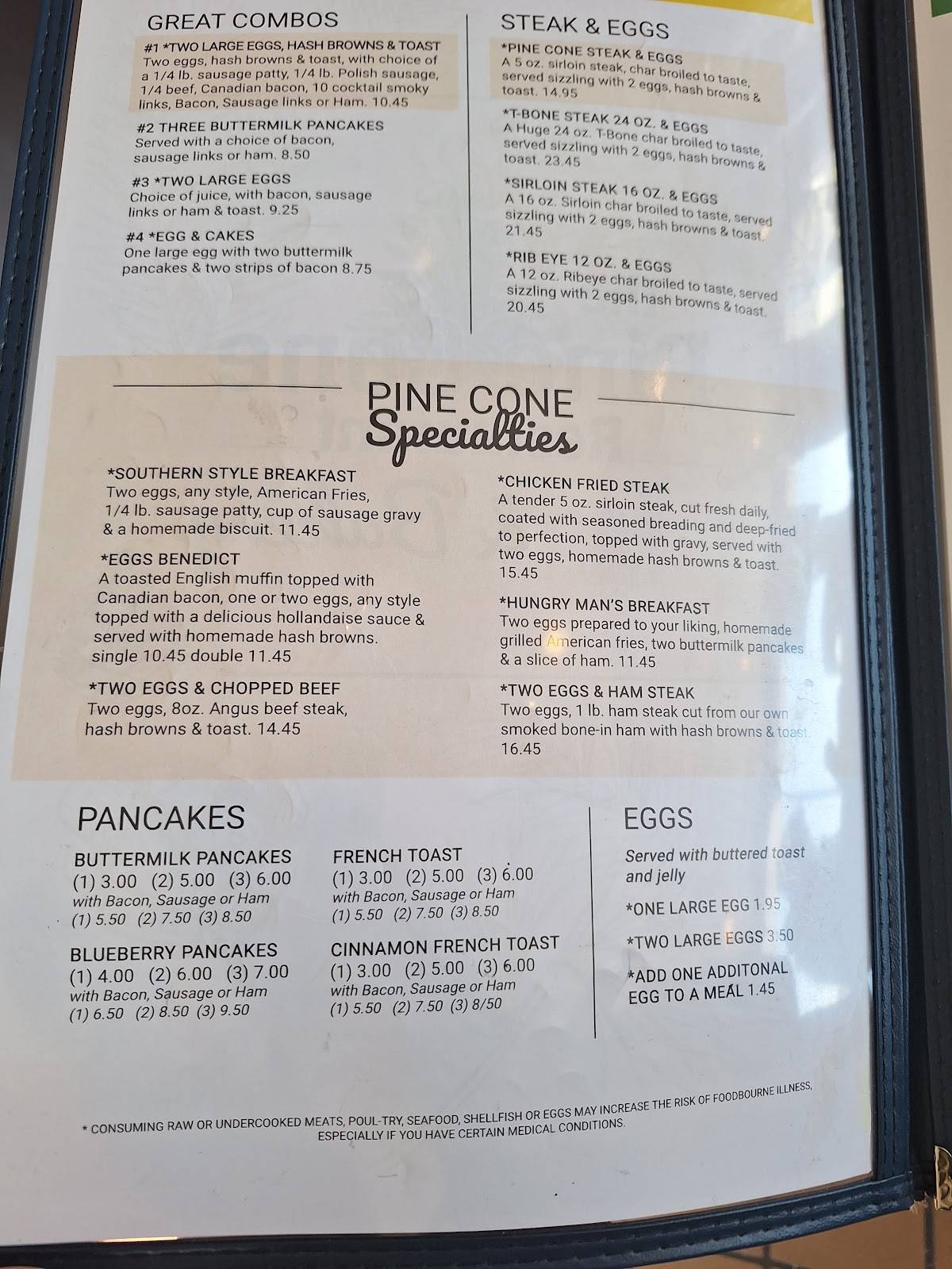 Menu at Pine Cone Restaurant, Johnson Creek