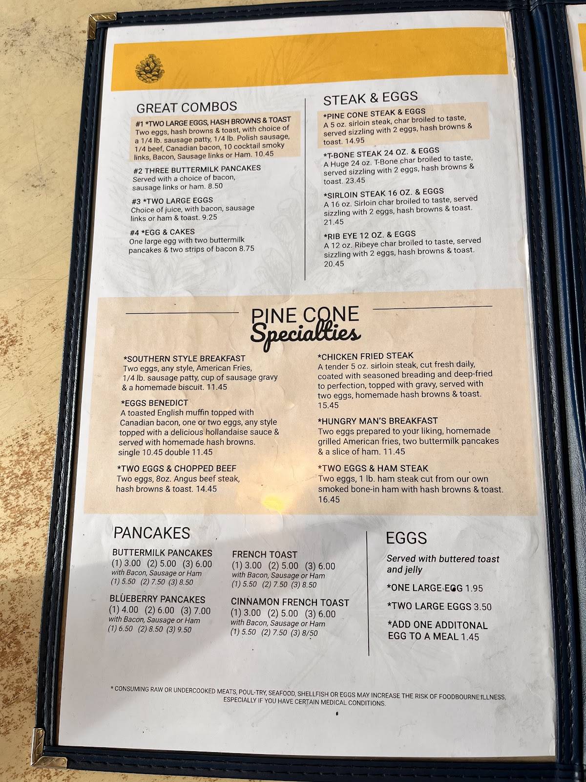 Menu at Pine Cone Restaurant, Johnson Creek