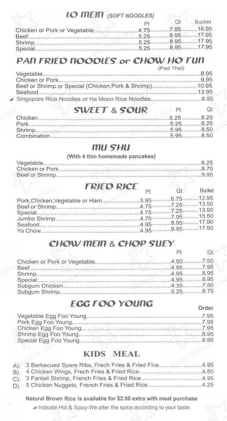 Menu at Pink Buddha Restaurant, Davie