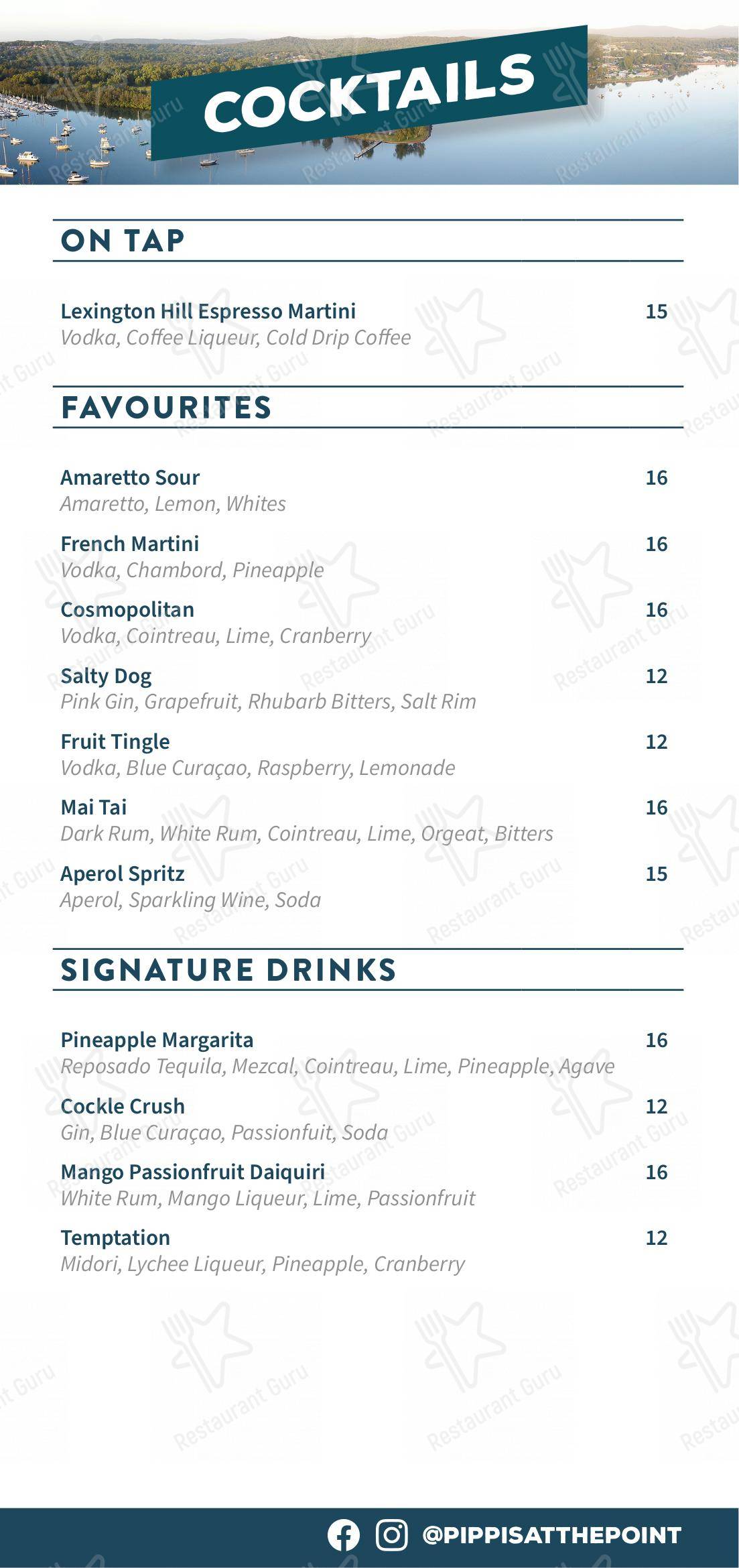 Menu at Pippi's At The Point Hotel pub & bar, Speers Point