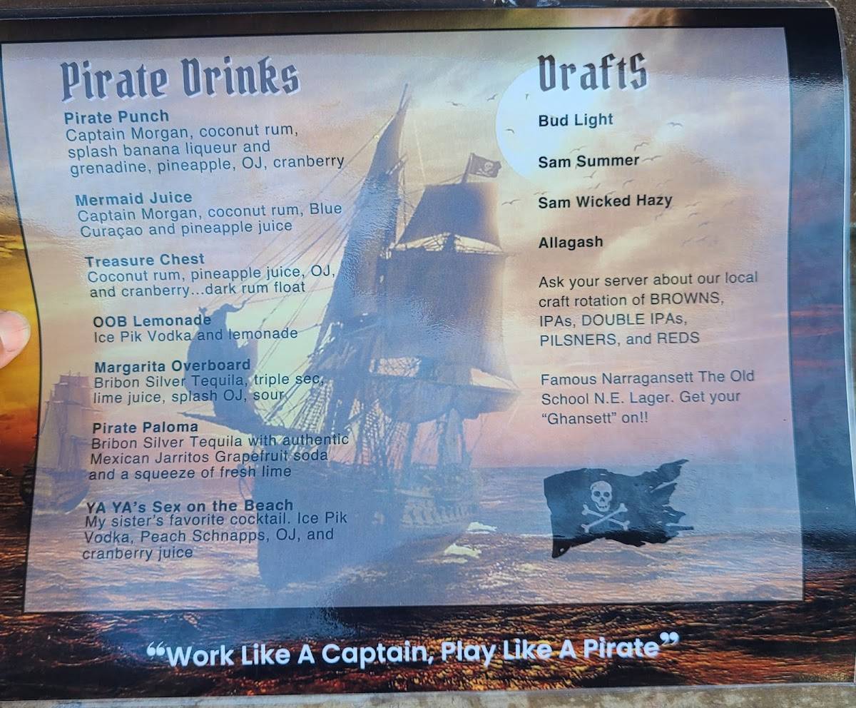 Menu at Pirates Patio and Galley pub & bar, Old Orchard Beach