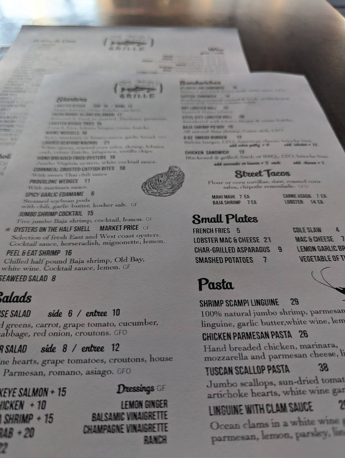 Menu at Luke Wholey's Wild Alaskan Grille restaurant, Pittsburgh