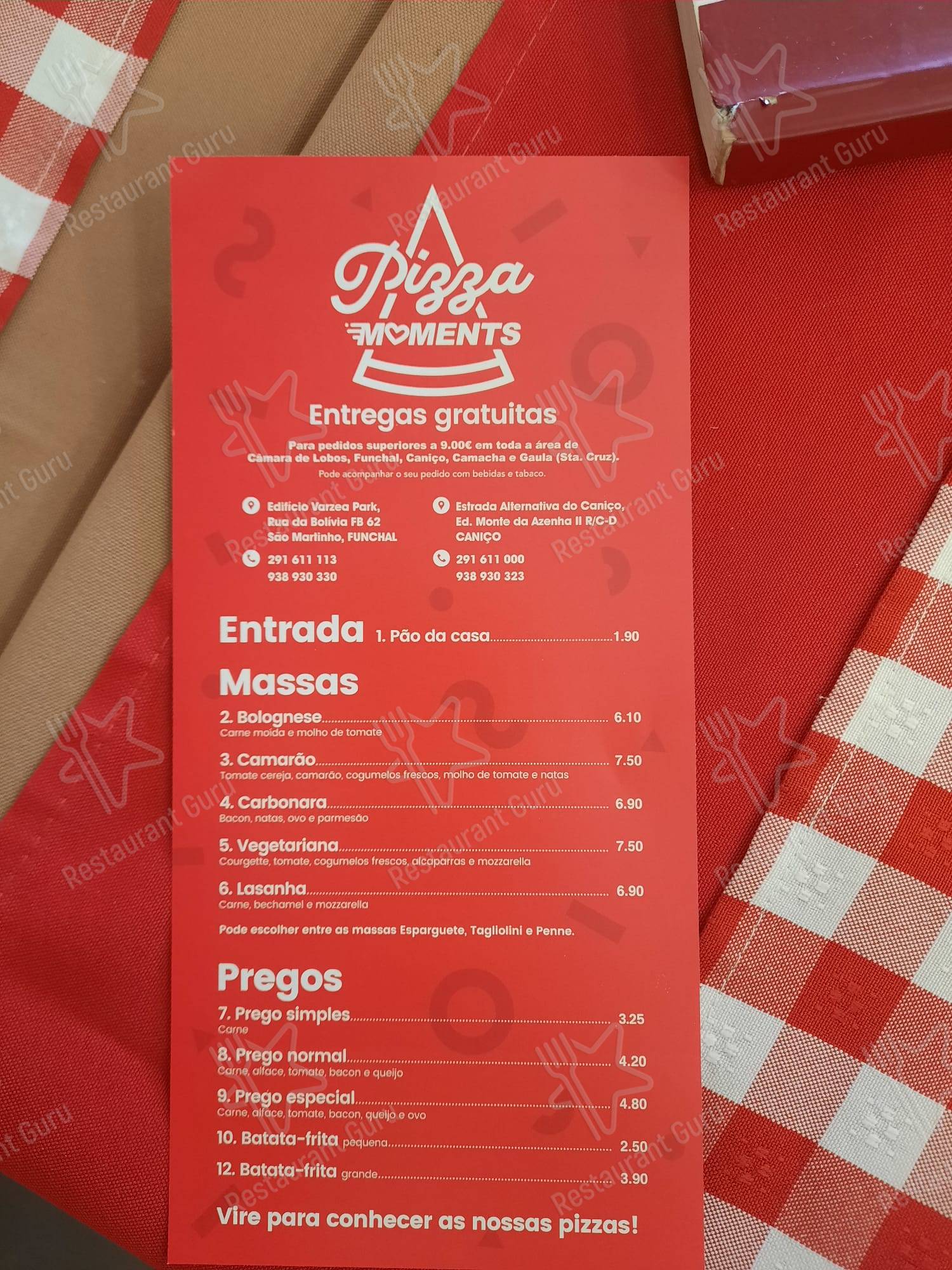 Menu em Pizza Moments pizzaria, Funchal, Rua da Bolívia FB No 62 São ...
