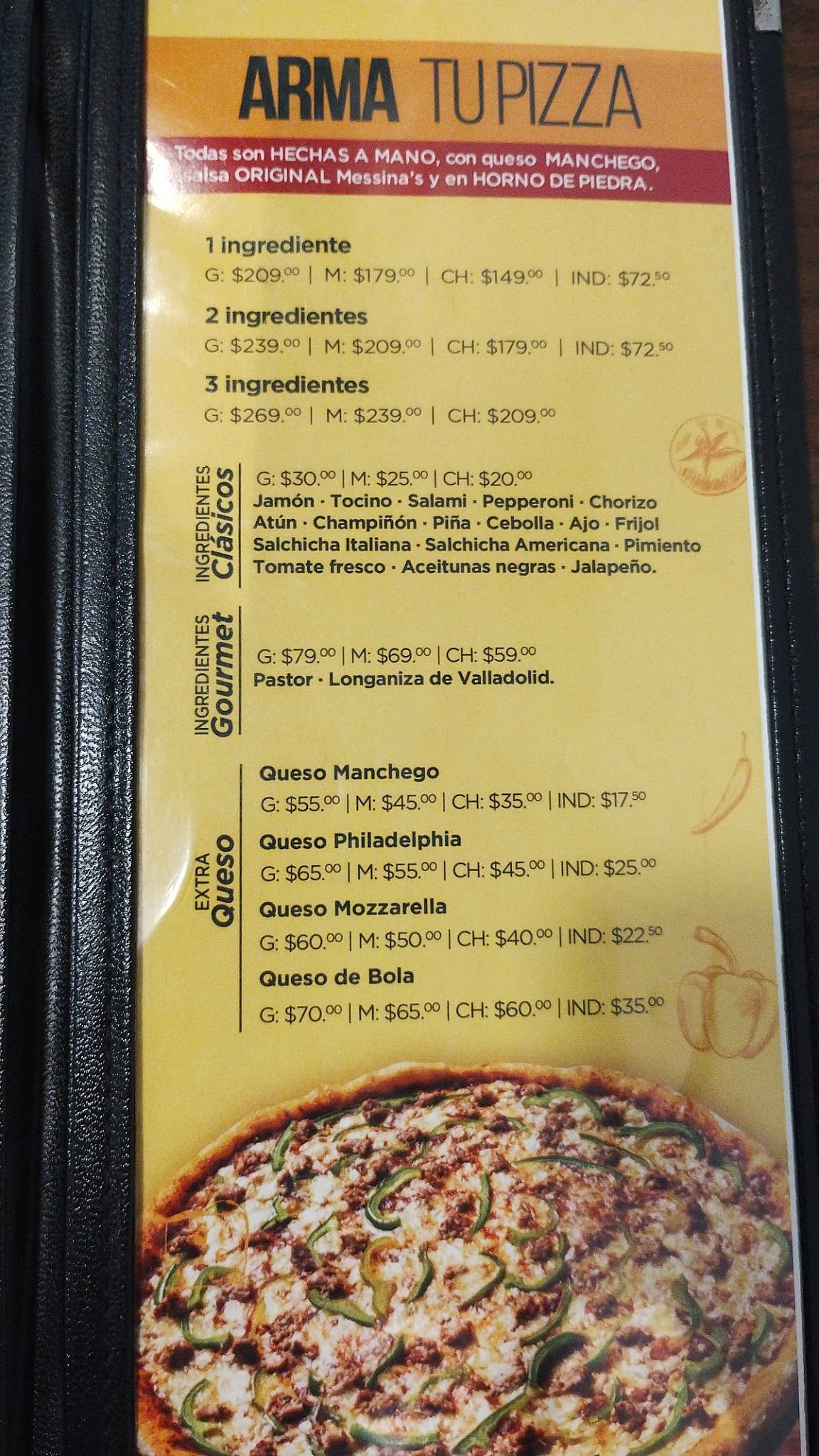 Carta de pizzería Pizza Messina's Centro, Merida, C. 57 514-a