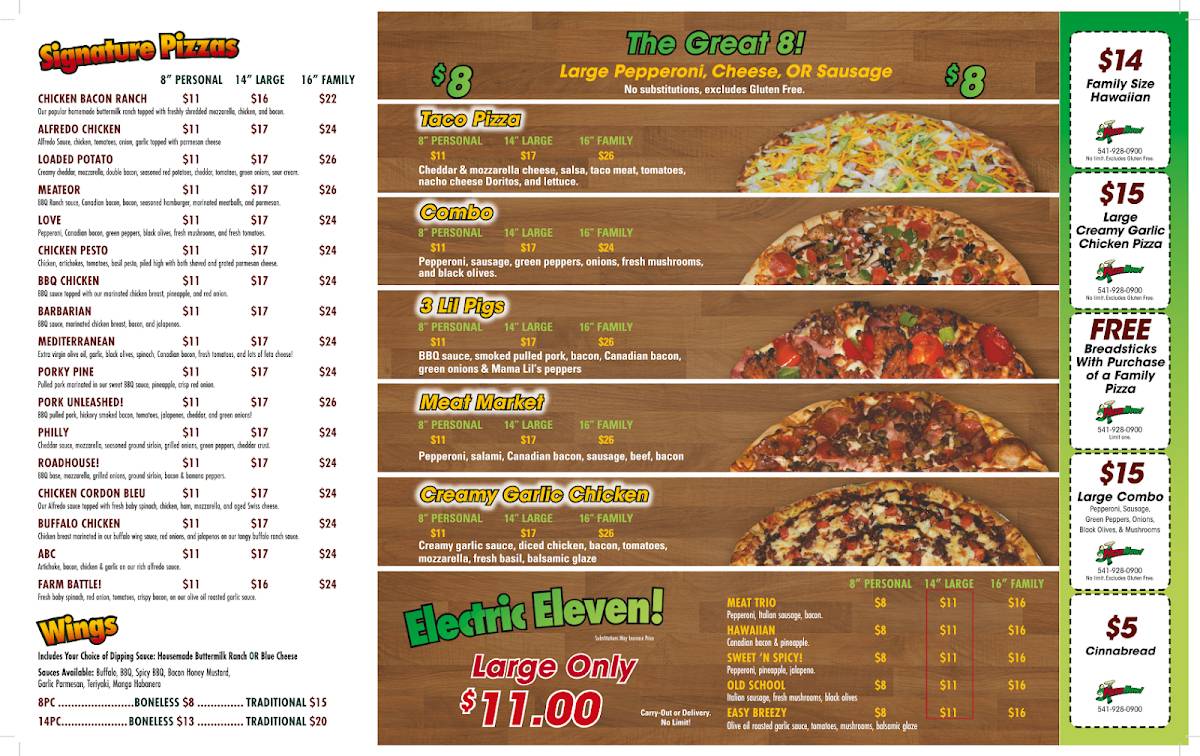 Menu at Pizza Now! pizzeria, Albany