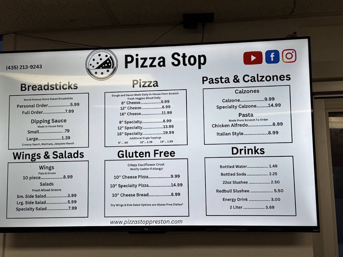 Menu at Pizza Stop Smithfield restaurant, Smithfield