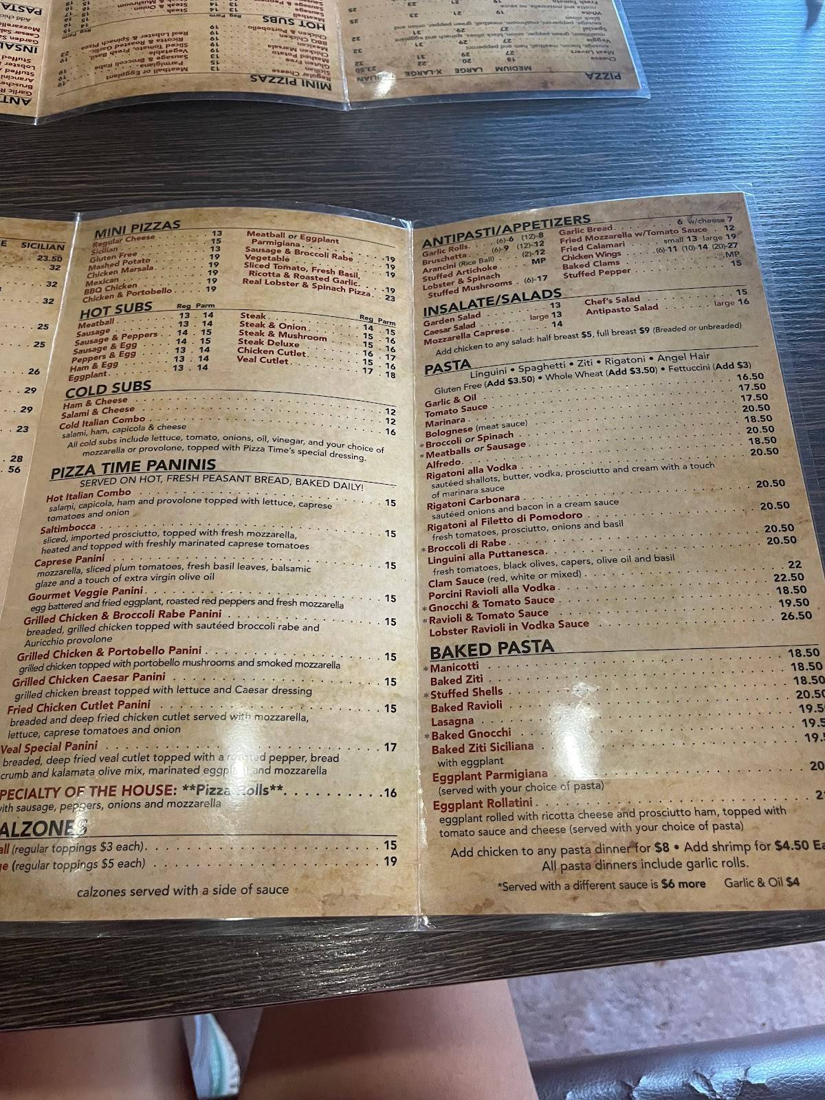 Menu at Pizza Time pizzeria, Boca Raton, SW 2nd Ave #7000
