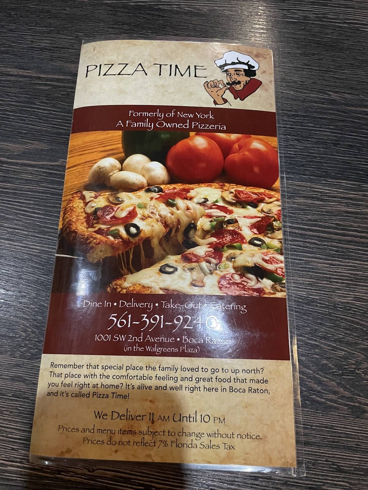 Menu at Pizza Time pizzeria, Boca Raton, SW 2nd Ave #7000