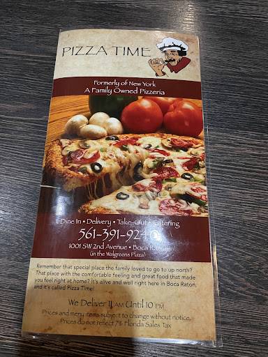 Menu at Pizza Time pizzeria, Boca Raton, SW 2nd Ave #7000