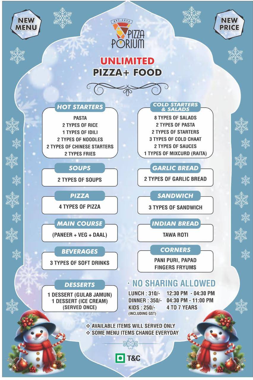 Menu at Pizzaporium, Indore, G6