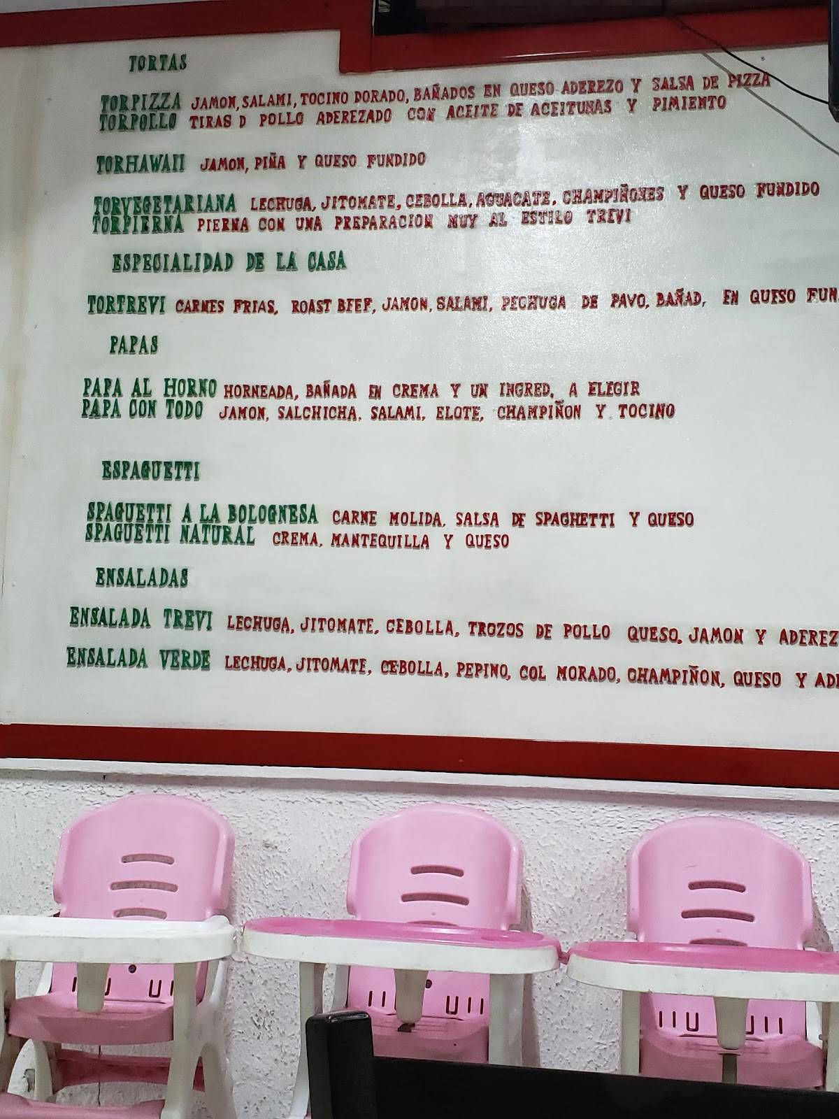 Carta del restaurante Pizzas Trevi, Tepic