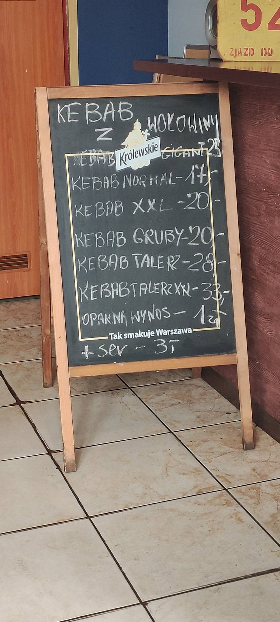 Menu at Pizzeria 521, Warsaw