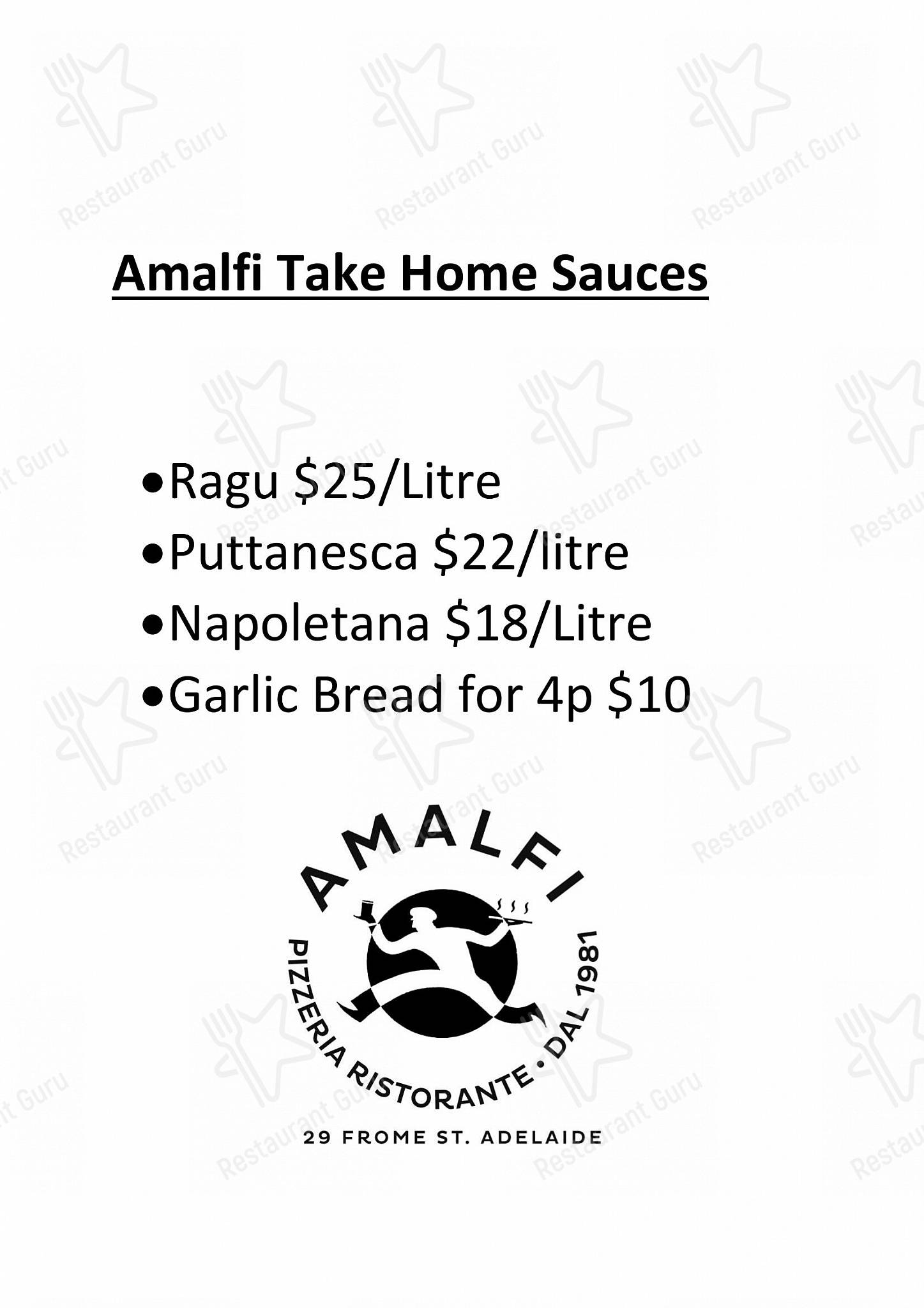 Menu at Amalfi Pizzeria Ristorante, Adelaide