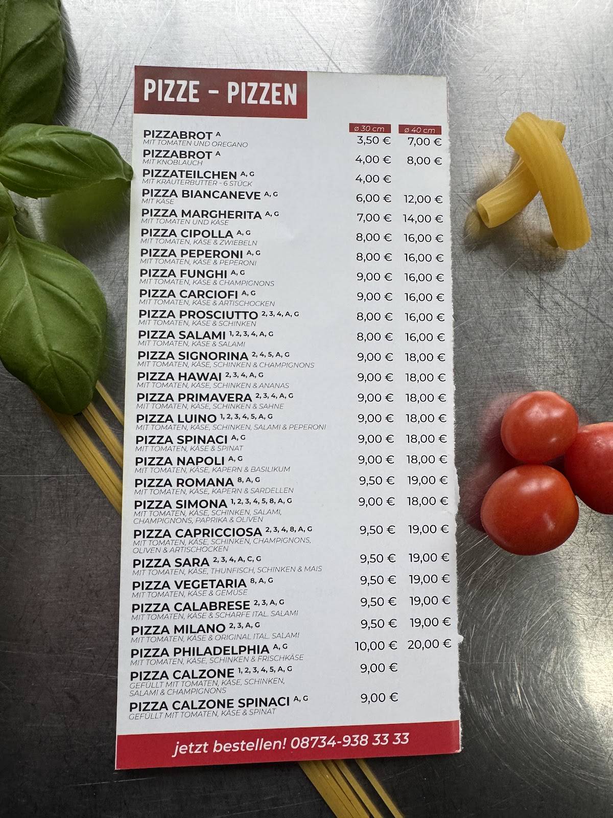 Speisekarte von Pizzeria Da Massimo, Reisbach