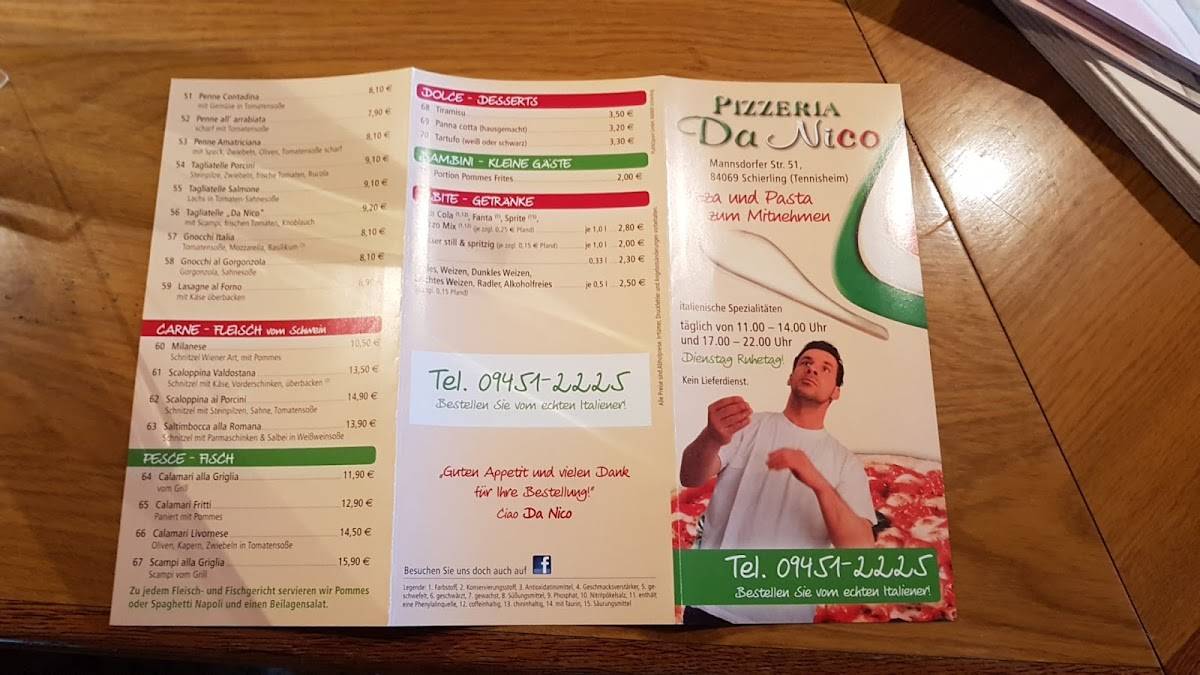 Speisekarte von Restaurant Da Nico, Schierling, Mannsdorfer Str. 51