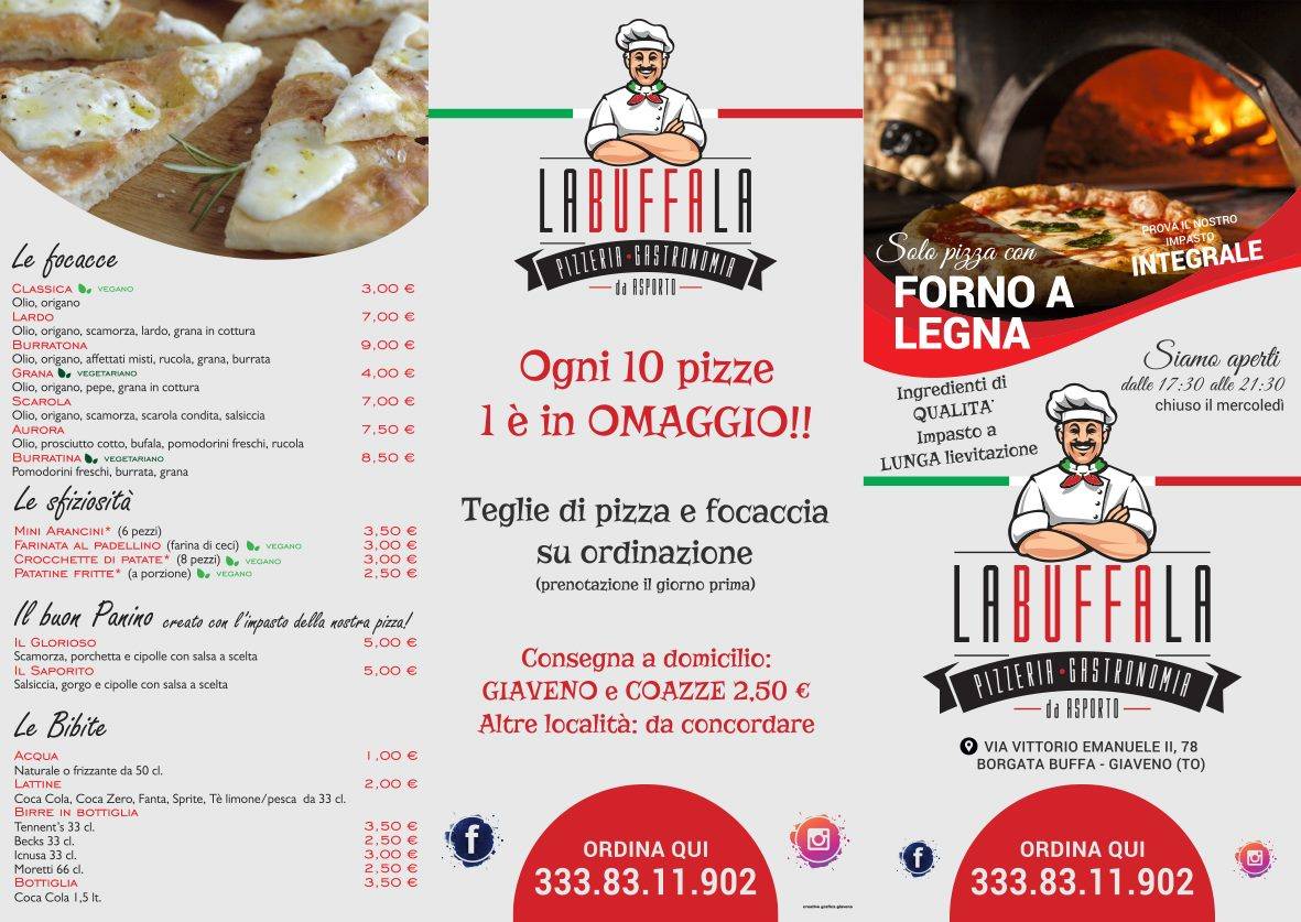 Menu da La Pizza Buffa pizzeria, Giaveno