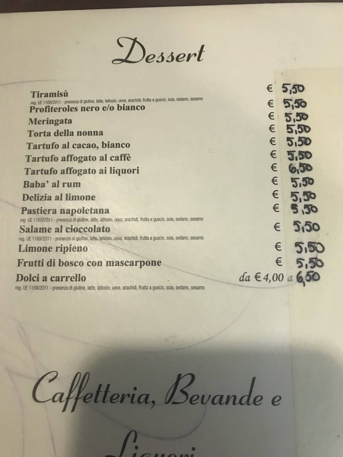 Menu da La Tortuga pizzeria, Maerne