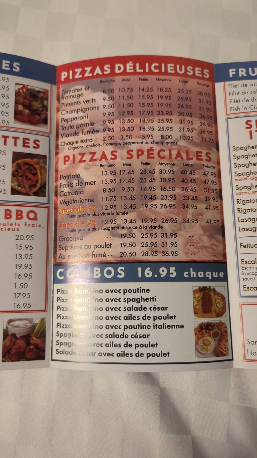 Menu au La Tuque Déli pizzeria, La Tuque