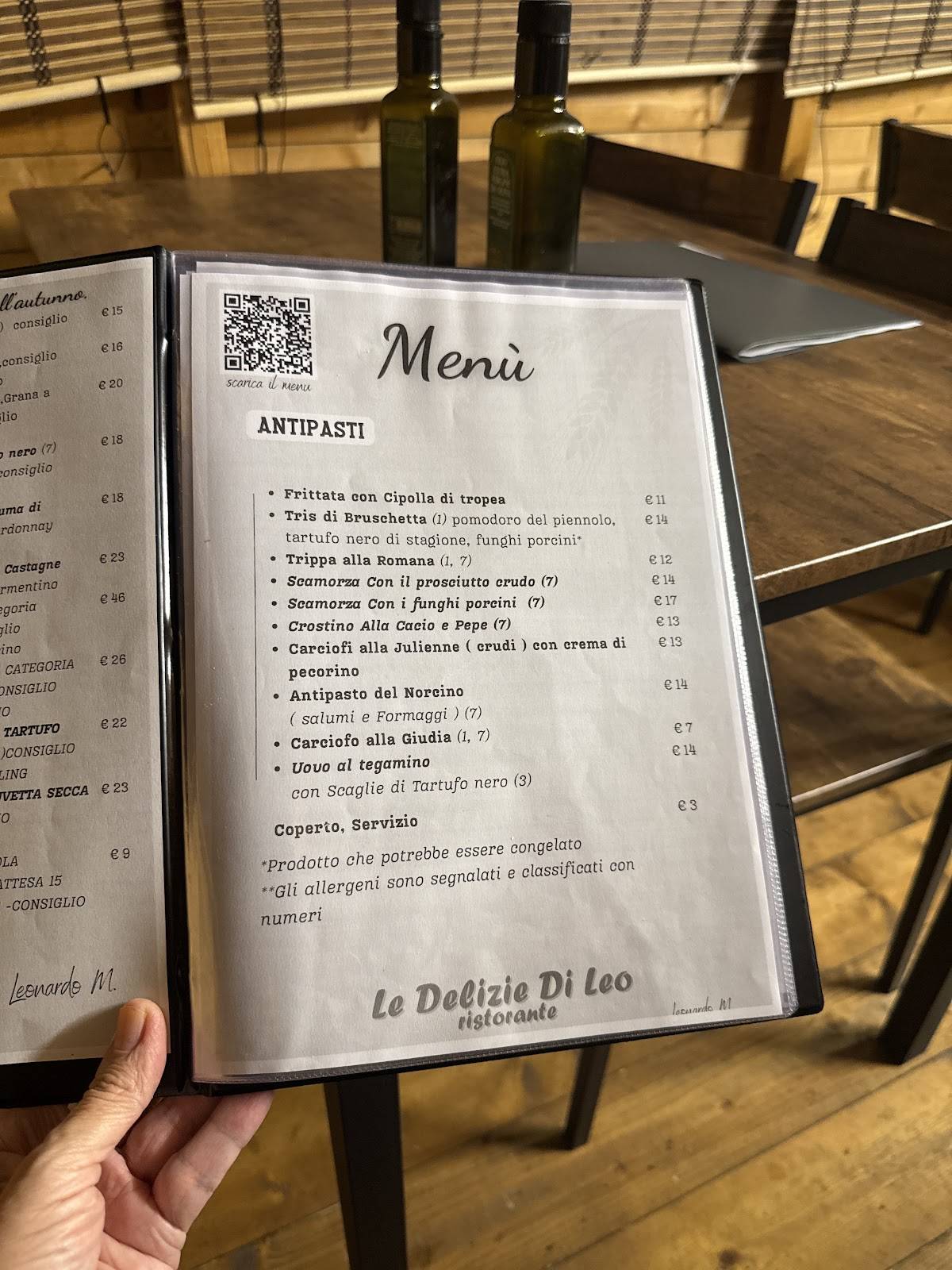 Menu at Le Delizie Di Leo pizzeria, Rome
