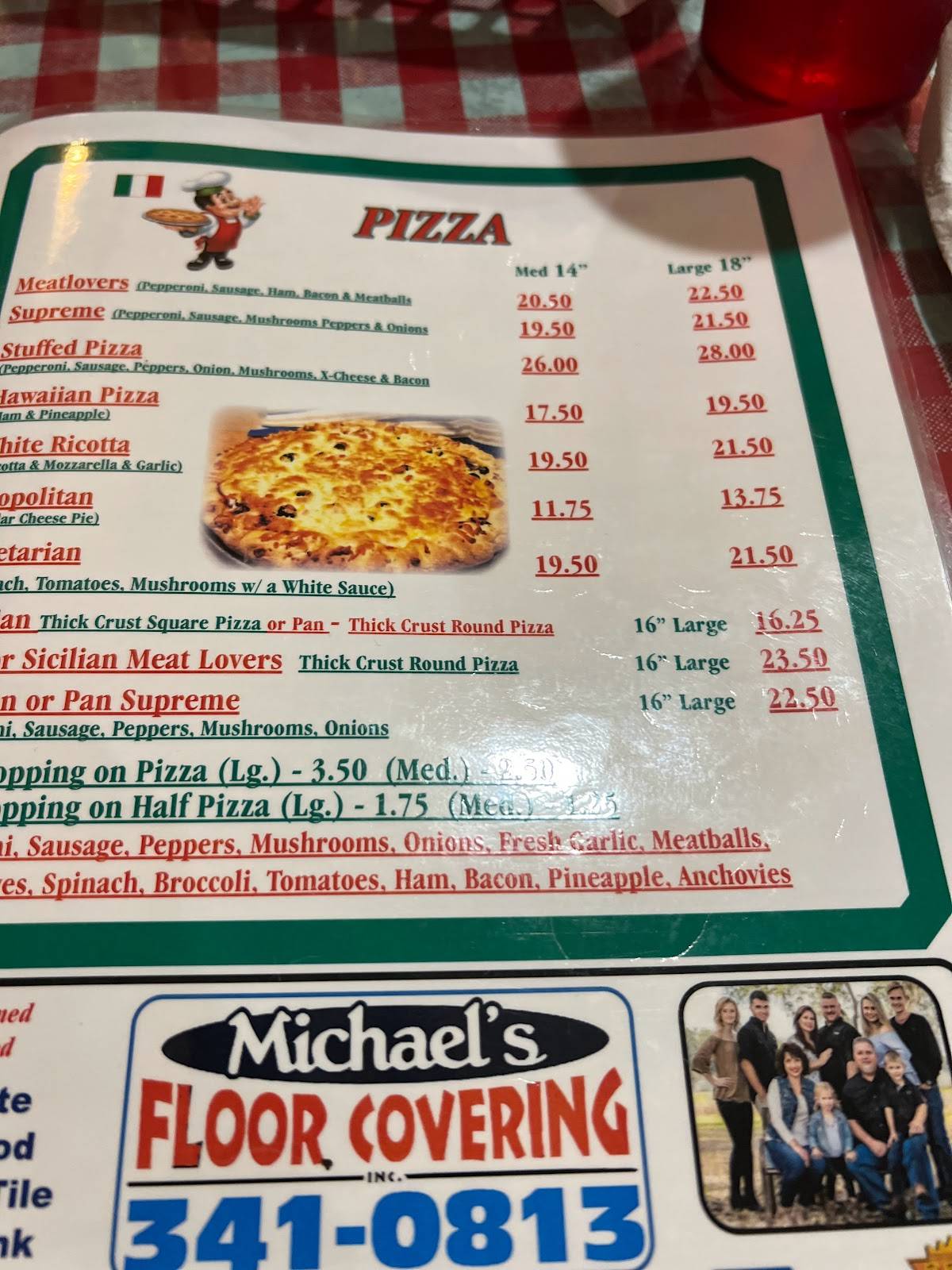 Menu at Moschello's Pizza pizzeria, Homosassa