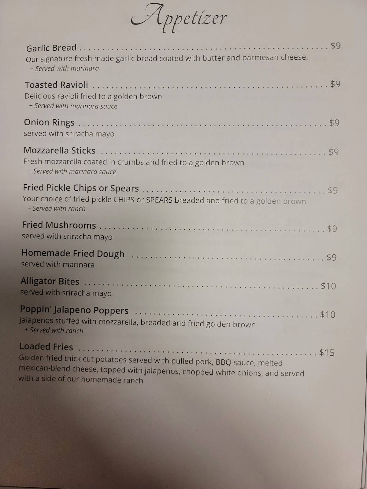 Menu at Parks Twisted Pizzeria and Grill, Tallahassee