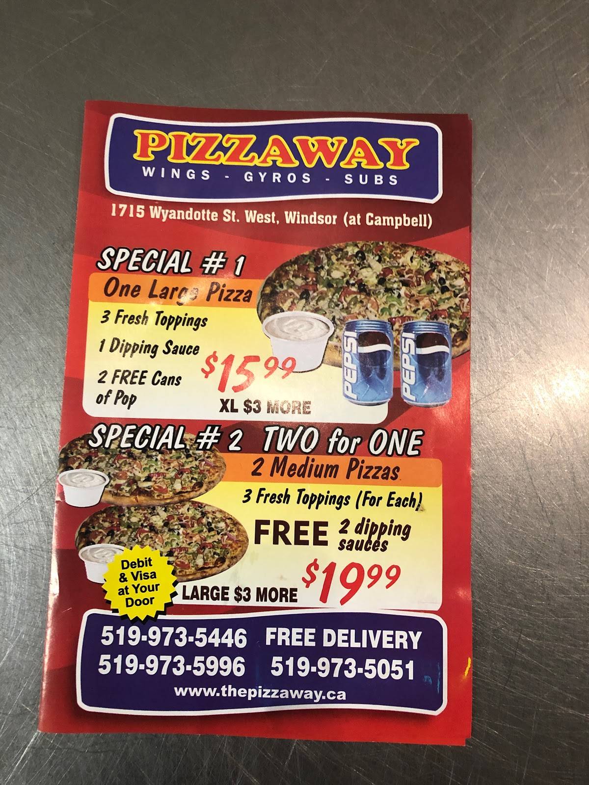 Menu at Pizzaway pizzeria, Windsor, Wyandotte St W