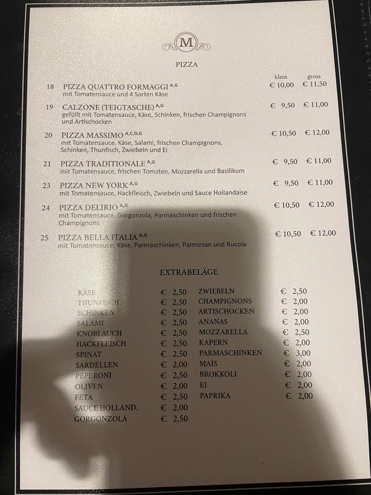 Speisekarte von Ristorante da Massimo pizza, Schwesing