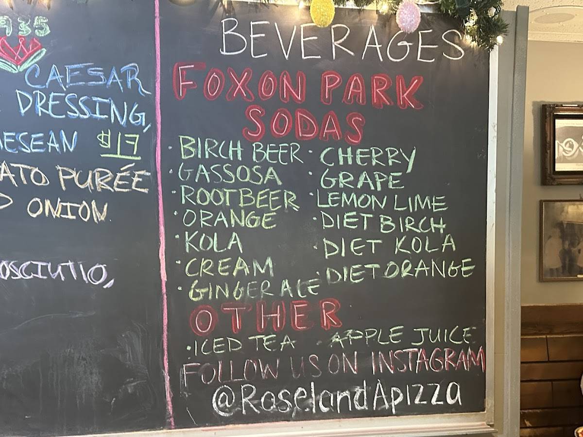Menu at Roseland Apizza pizzeria, Derby